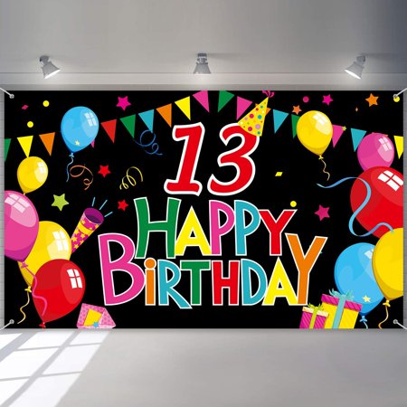 Happy 13th Birthday Backdrop 13 Years Old Birthday Background 13 Years ...