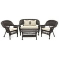 Jeco 4pc White Wicker Conversation Set - Orange Cushions - Walmart.com