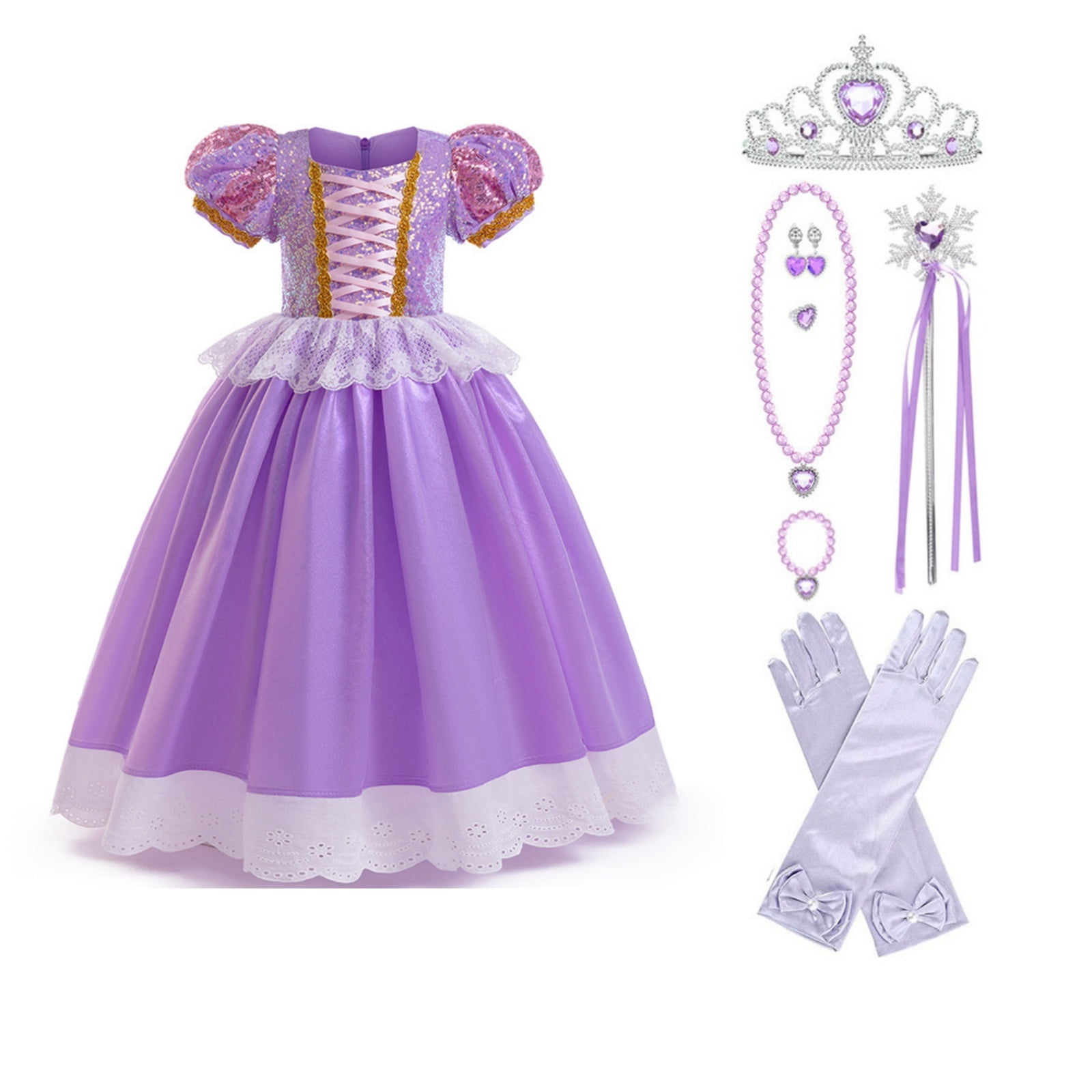 Click here for Hawee Girls Rapunzel Costume Kids Puff Sleeve Purp... prices