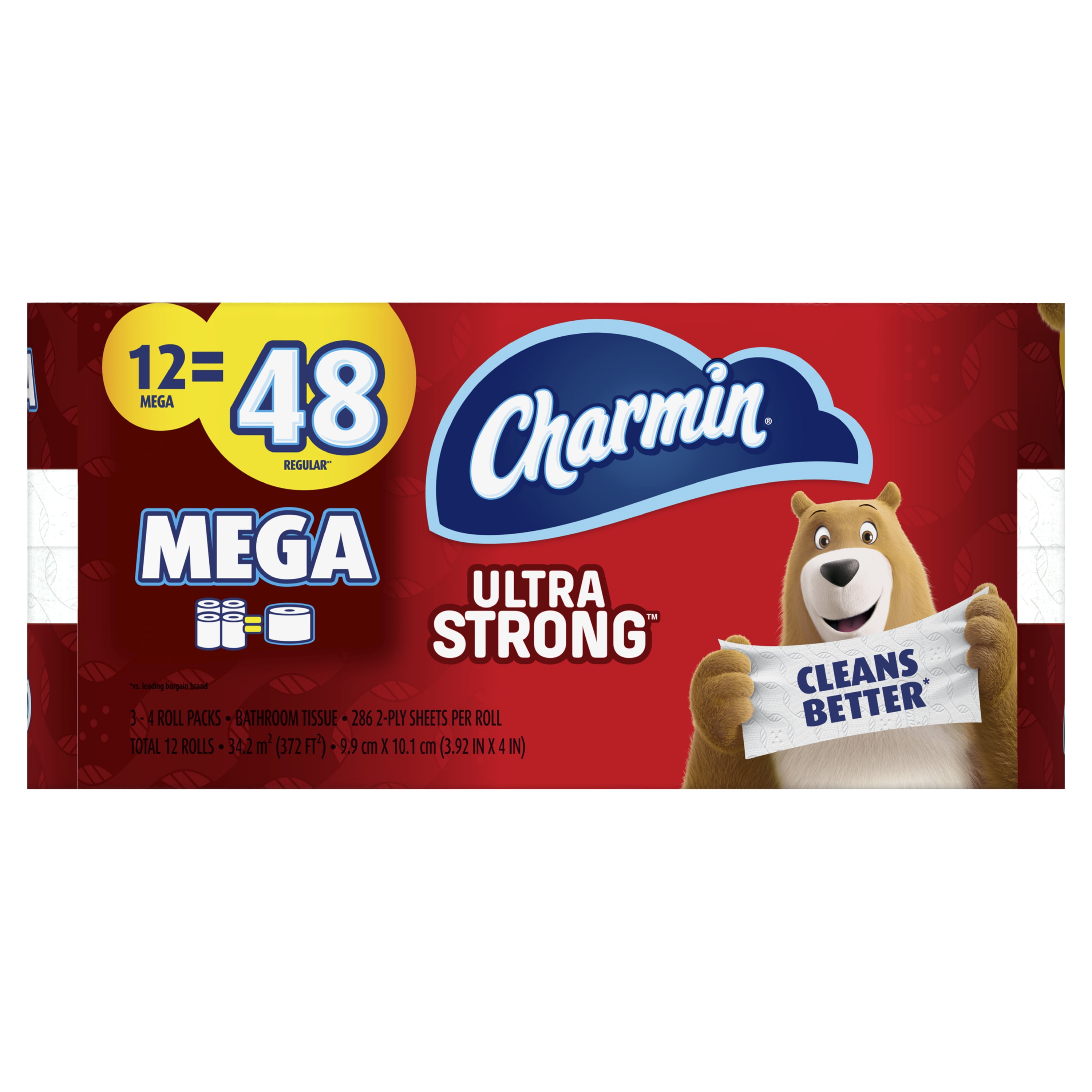 Charmin Ultra Strong Toilet Paper 12 Mega Roll, 286 Sheets Per Roll ...