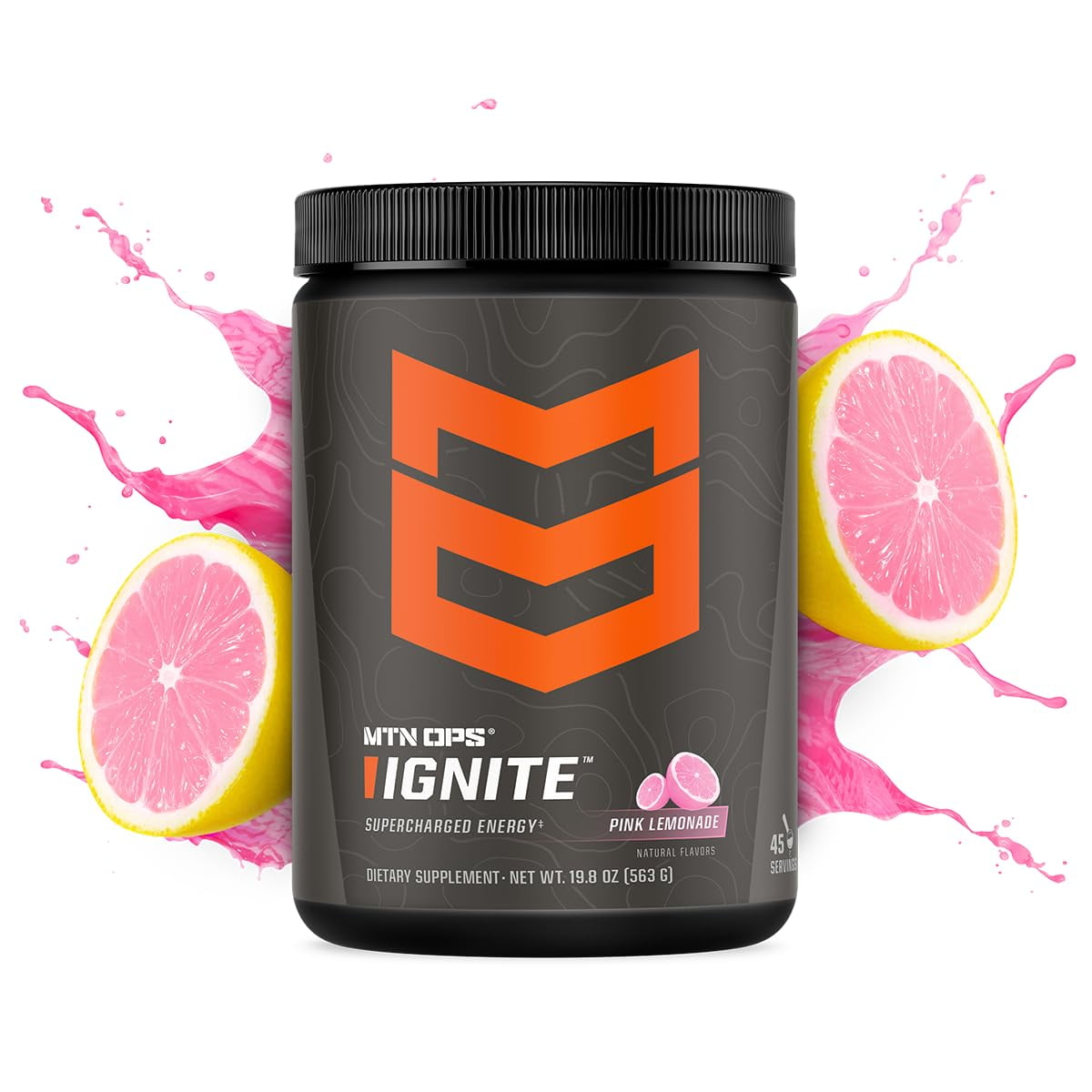 MTN OPS Ignite Supercharged Energy Drink Mix 45-Serving Tub, Pink ...