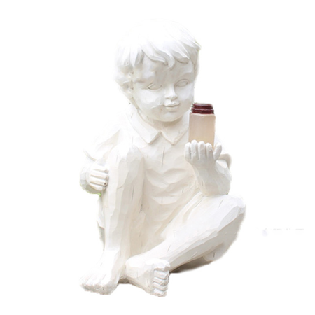 Creative Garden Kids Lighted Firefly Pot Solar boy Statue Outdoor Yard ...