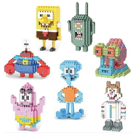 7 Pieces/set Of Building Blocks Spongebob Squarepants Kids Doll Toys ...