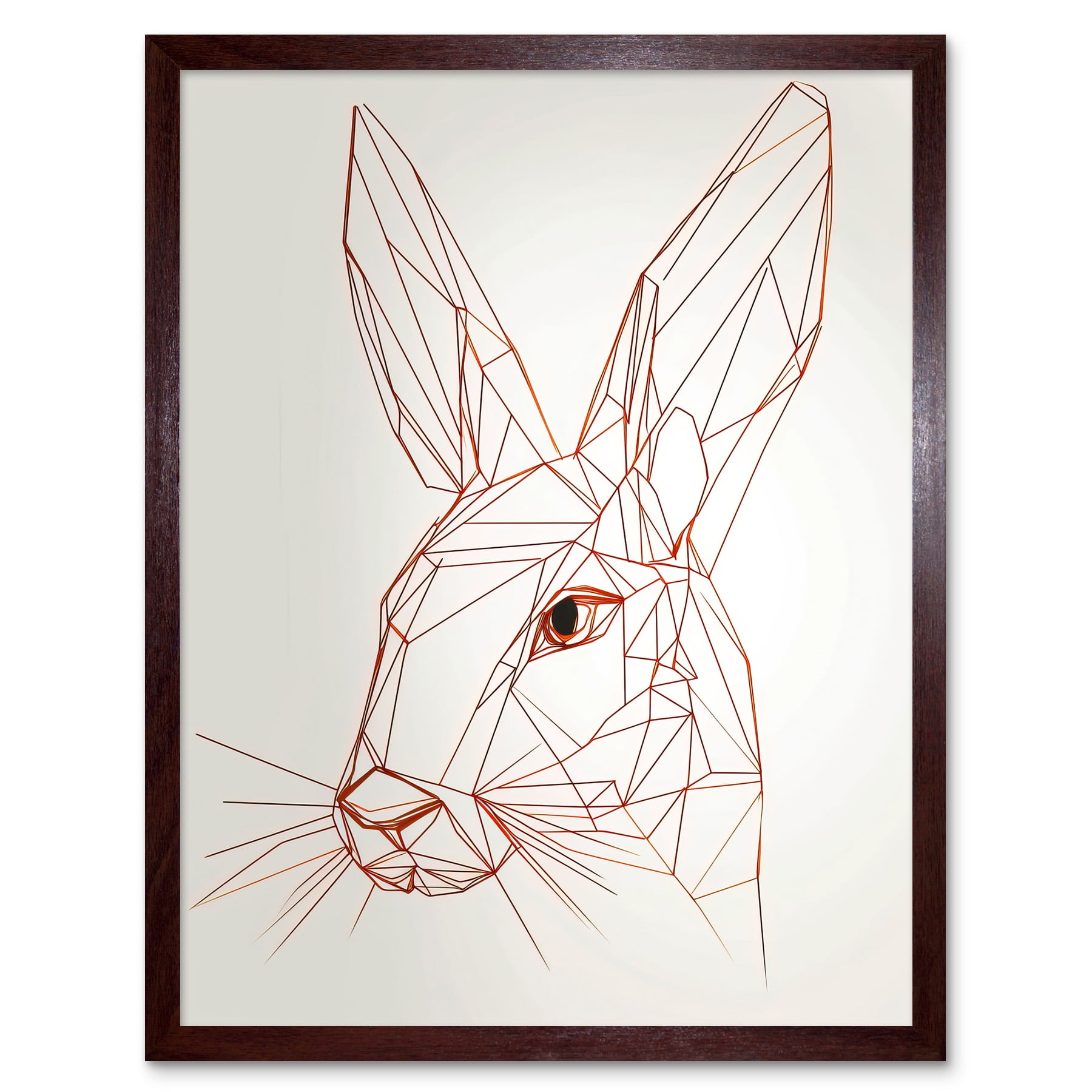 Rabbit Polygon Head Minimal Line Drawing Portrait Art Print Framed ...