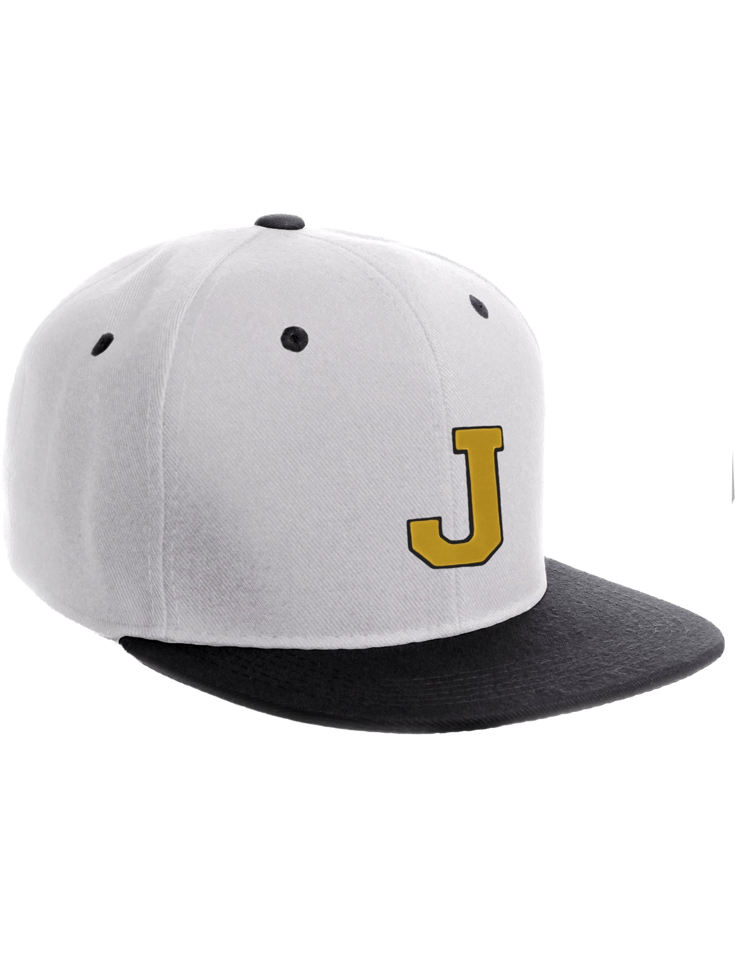 Classic Snapback Hat Custom A to Z Initial Letters, White Black Cap ...