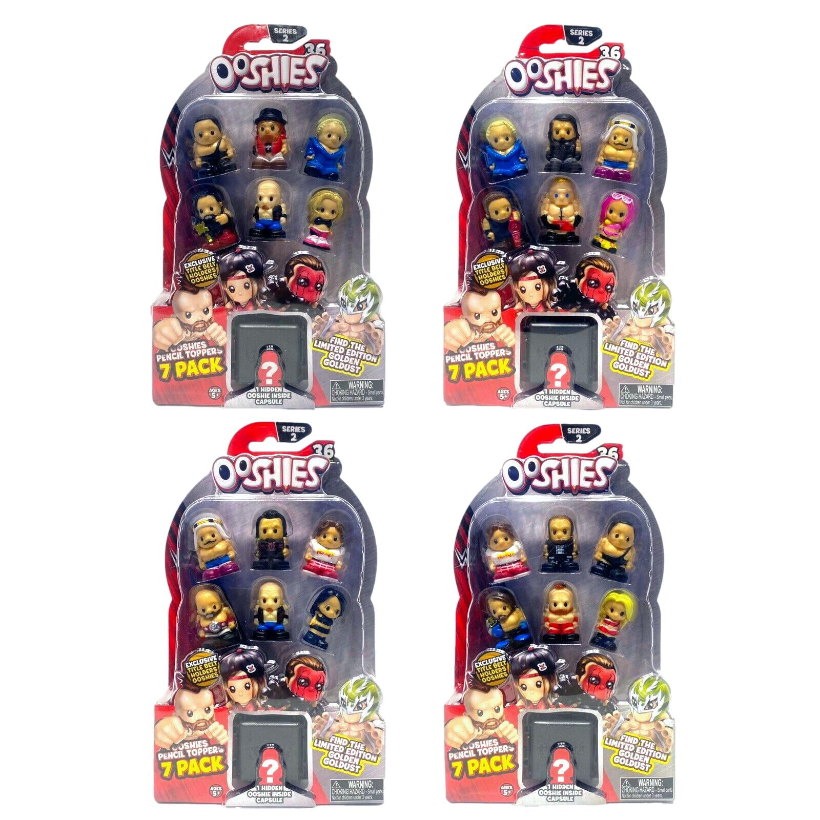 Ooshies Series 2 WWE Wrestlers 7 Pack Pencil Toppers - Set of 4 Packs ...