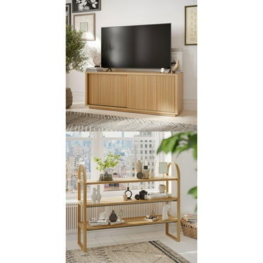 Beautiful Fluted TV Stand for TV’s up to 70” by Drew Barrymore, Warm ...