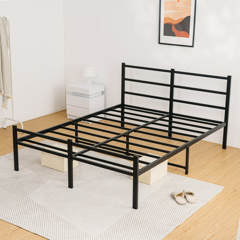 Lusimo King Size Steel Bed Frame with Headboard Footboard 14 Inch Heavy Duty Metal Slat Foundation Black Walmart