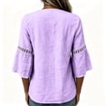 Boho Empire Waist Tops for Women Cotton Linen 3/4 Sleeve Lace Trim ...