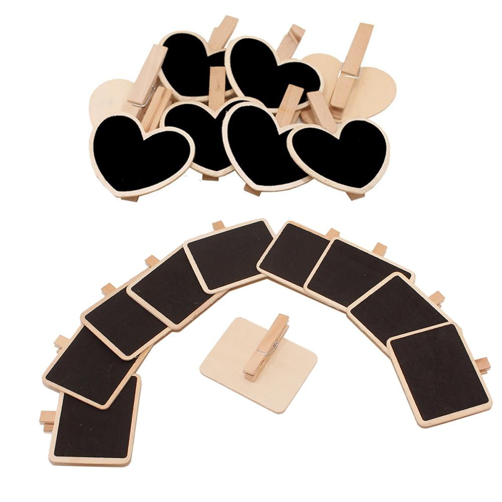 10Pcs/lot Small Wooden Mini Blackboard Chalkboard with Clip Peg Memo ...