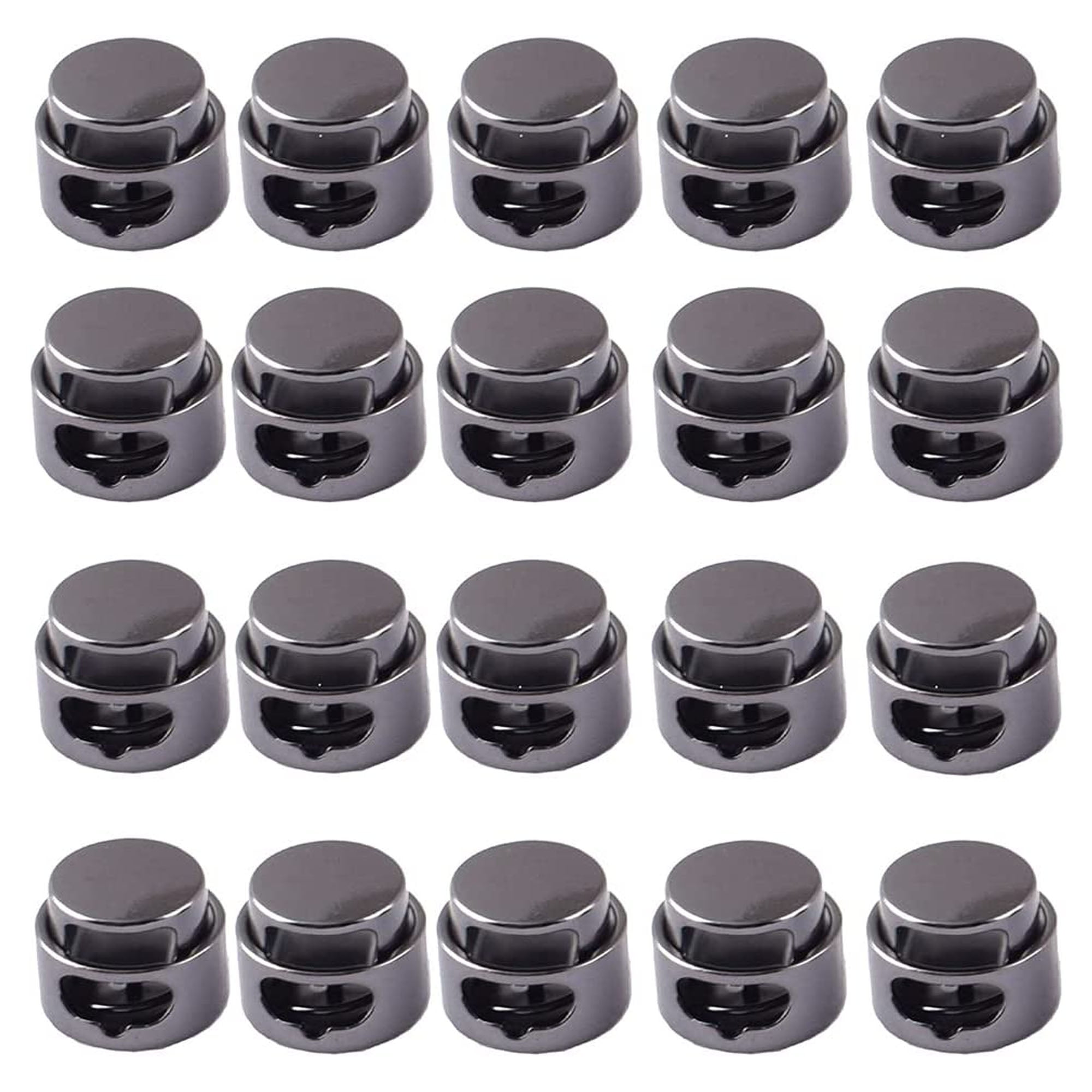 Round Cord Locks Spring Clasps Gunmetal/Sliver Metal Toggle Single Hole ...