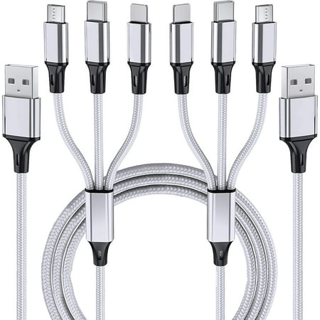 Câble de charge multiple, 2 pack multi chargeur de téléphone câble ...
