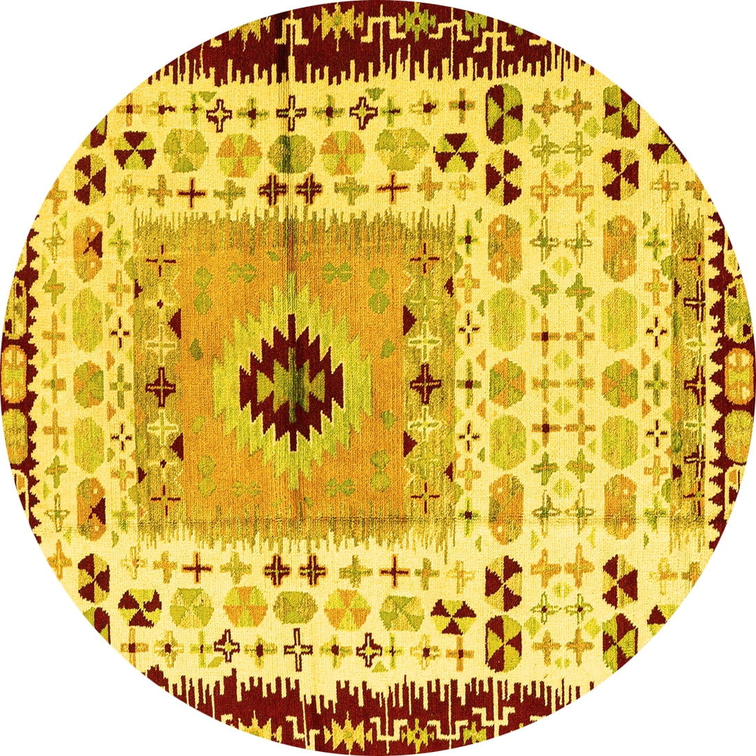 Ahgly Company Indoor Round Abstract Yellow Modern Area Rugs, 6' Round ...