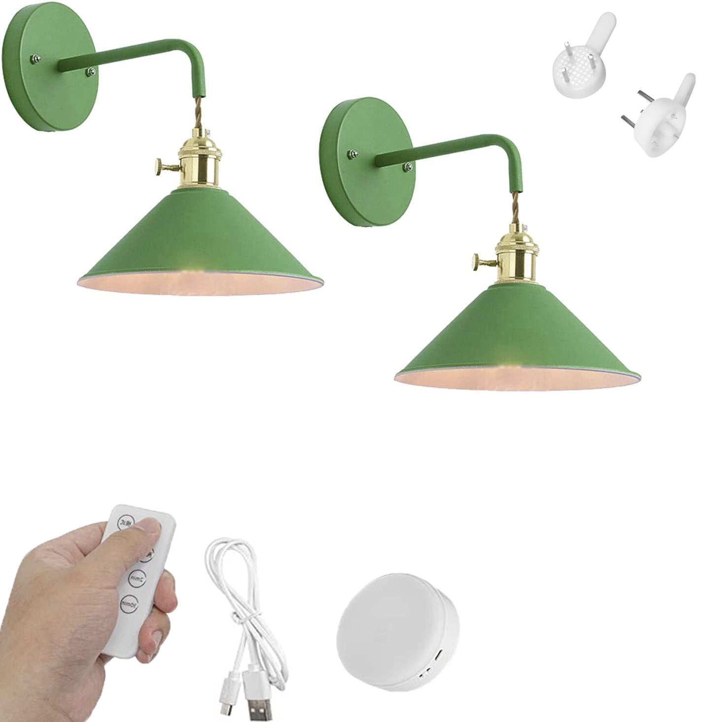 FSLiving USB Charging Dimmable Cordless Remote Control Battery LED Wall ...