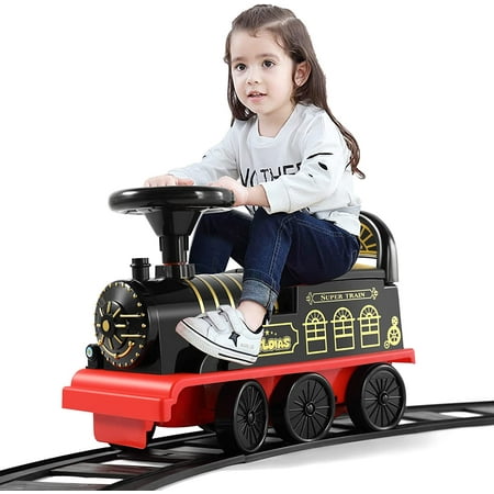 3-in-1 Ride On Train with 16pcs Curved Tracks, 6V Electric Ride On Toy ...