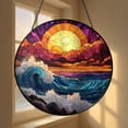 Beach Horizon Sunset Wave Stained Glass Decorative Window Suncatcher ...