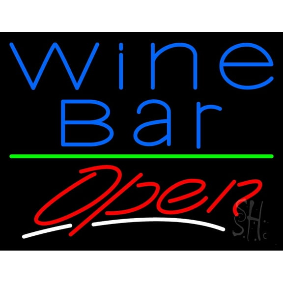 Blue Bar Open With Martini Glass LED Neon Sign 13 x 32 - inches, Clear ...
