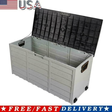 Gymax 88 Gallon Rattan Storage Box Outdoor Patio Container Seat w ...