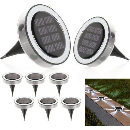 SJ LLC Solar Ground Lights,8 LED Garden Lights Patio Disk Lights In ...