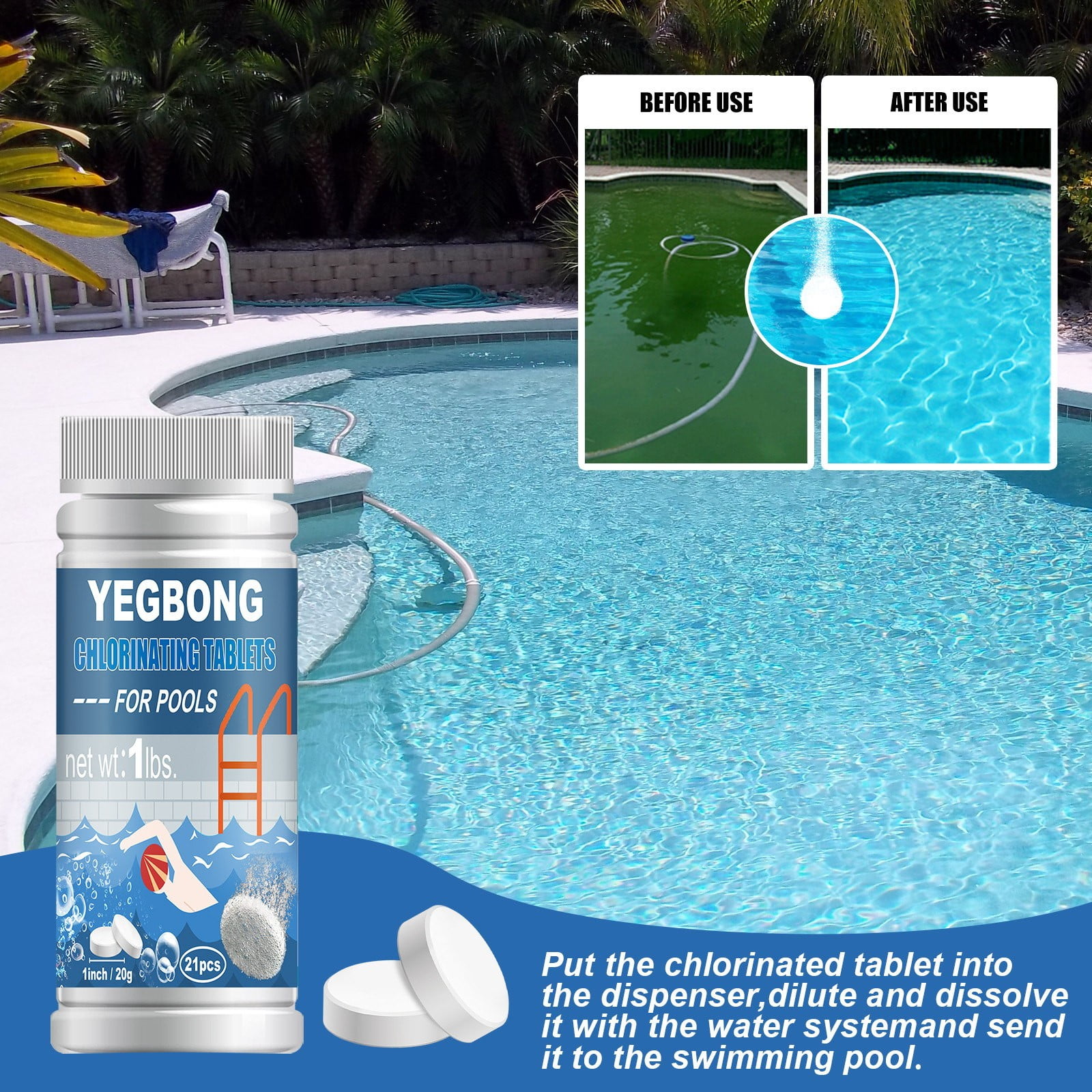 Professional Clear Tablets For Small Pool, Effervescent Tablet For Spa ...