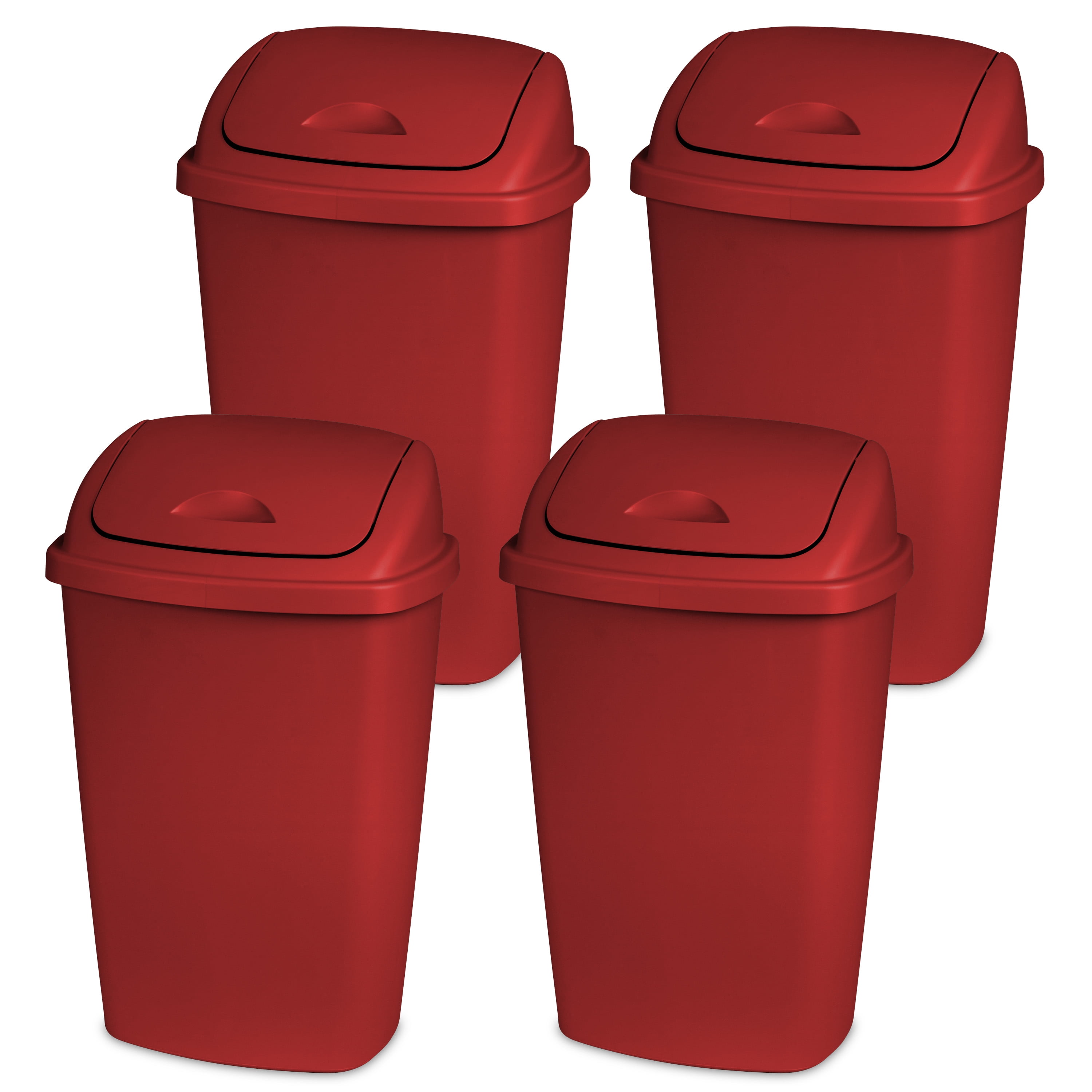 Sterilite 13.2 gal. SwingTop Wastebasket Plastic, Classic Red, Set of 4 ...