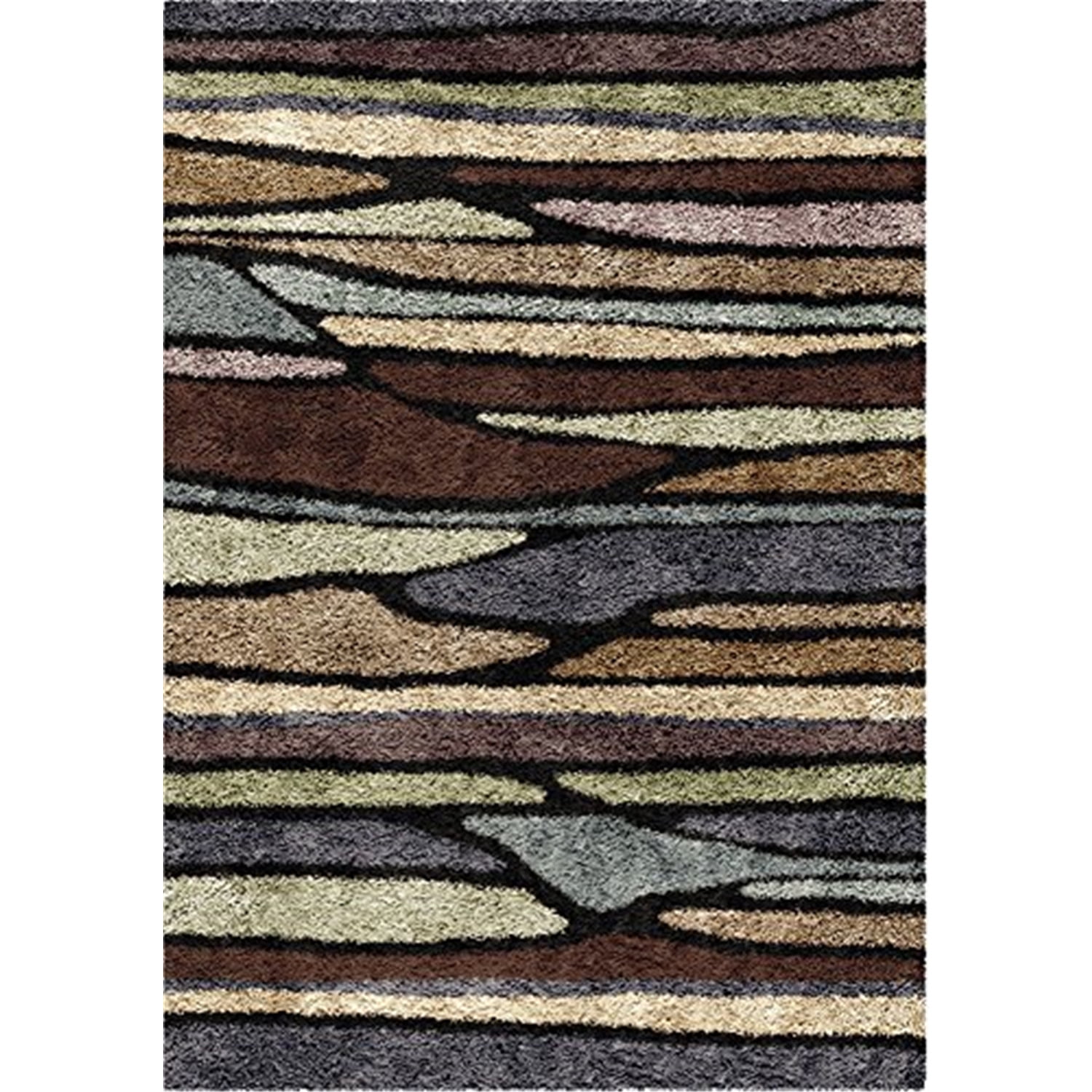 Orian Rugs Shag Stripes Plateau Multi Area Rug (5'3" x 7'6") - Walmart.com
