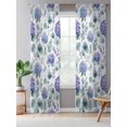 Blue Purple Sheer Curtains 84 Inch Long 1 Panel Hydrangea Eucalyptus ...