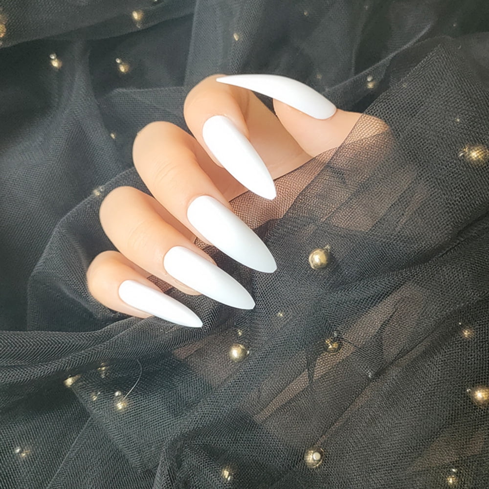 Solid White Color Fake Nails Easy To Apply Simple To Peel Off Fake ...