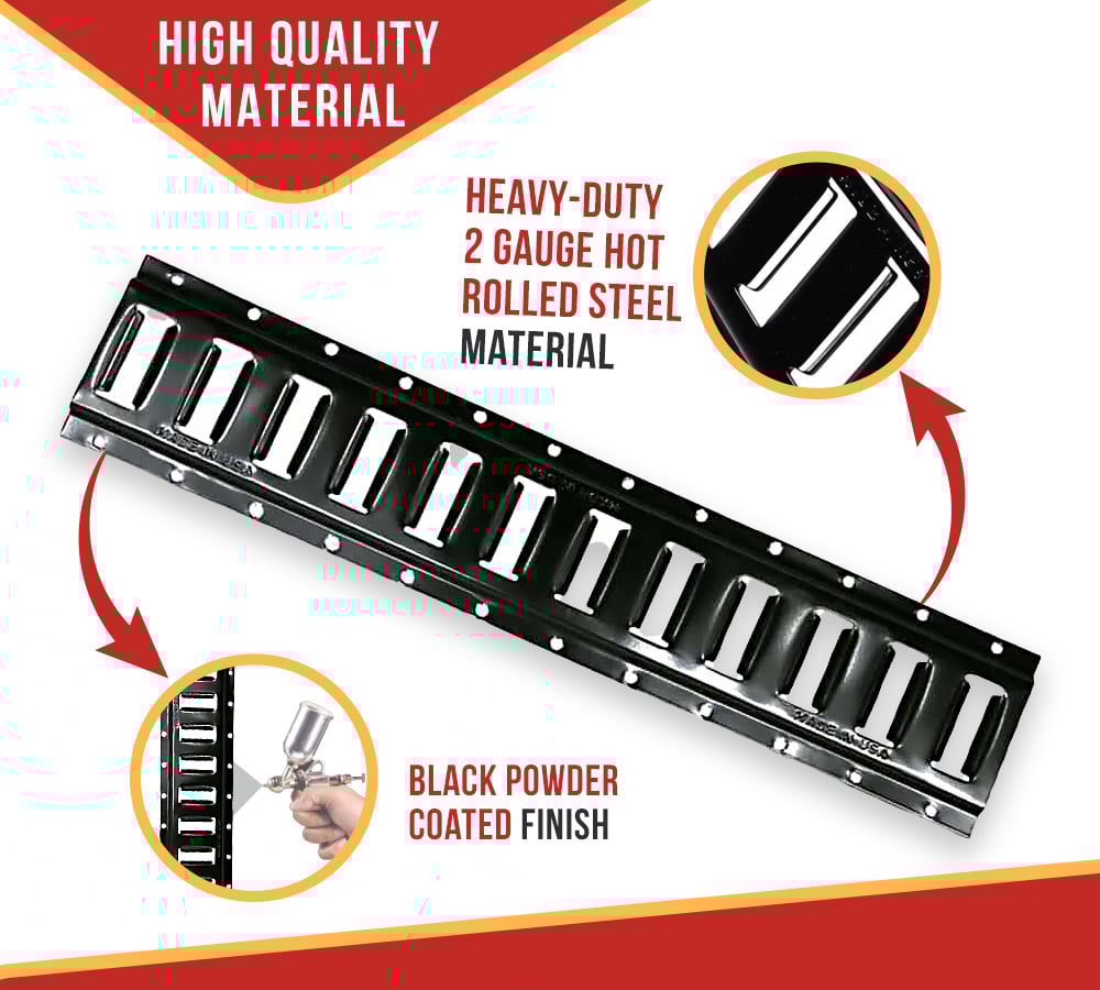 (4 Pack) 5 Ft Bolt-On Horizontal E Track Rail - Black Powder Coated E ...