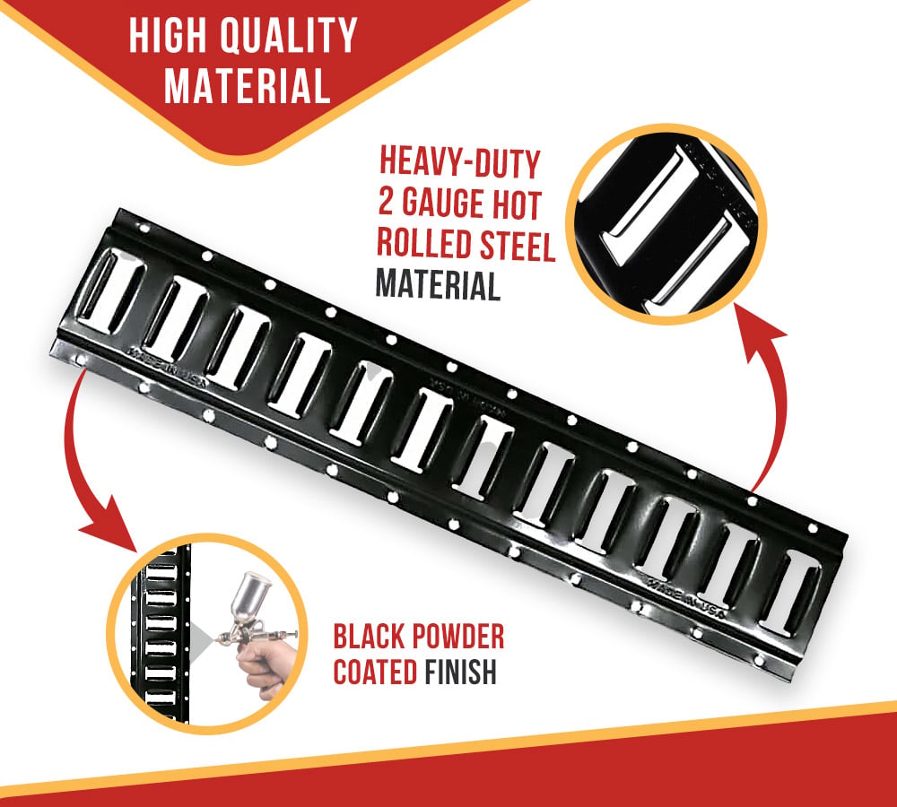 (4 Pack) 5 Ft Bolt-On Horizontal E Track Rail - Black Powder Coated E ...