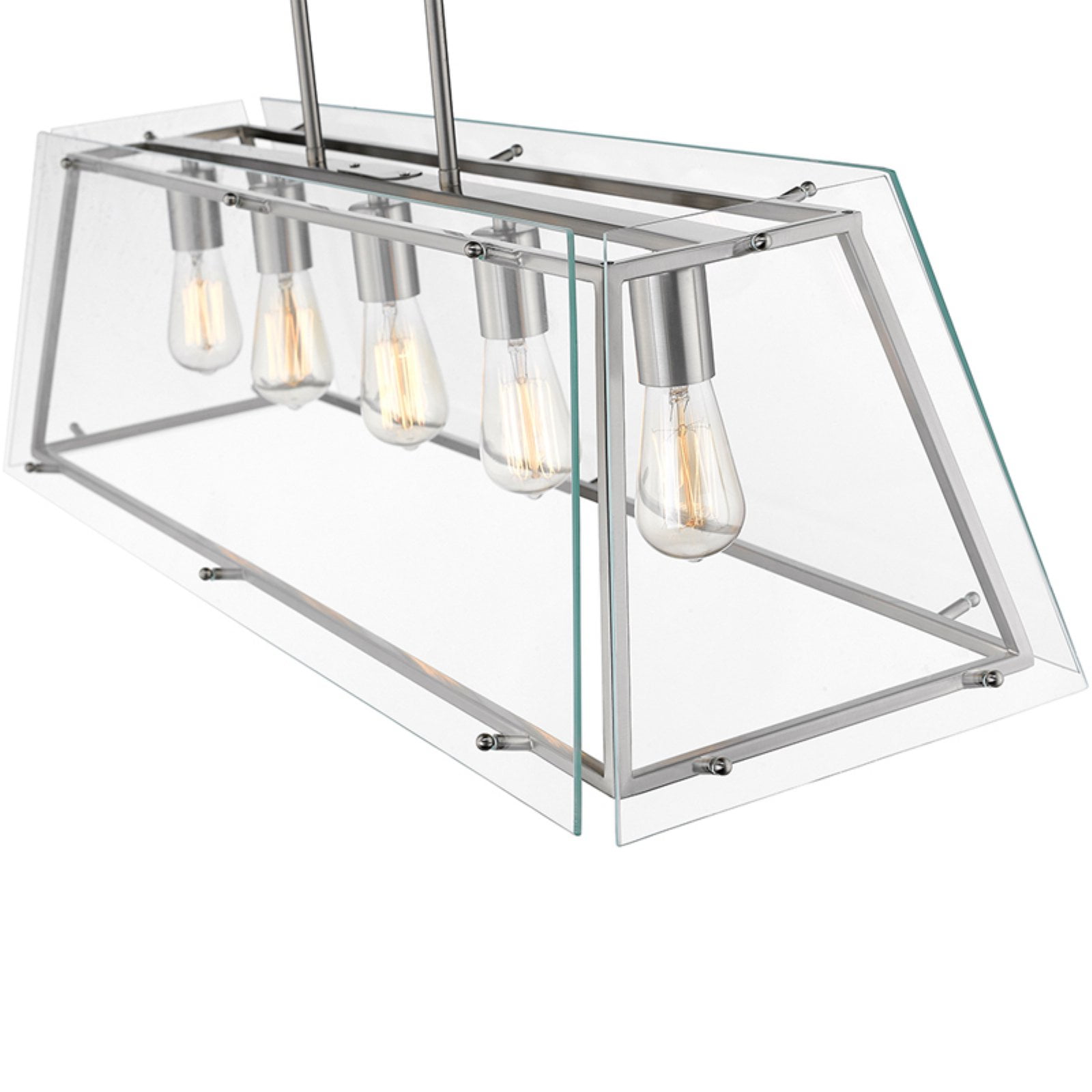 Buy Evan V Brushed Nickel Linear Modern Clear Glass Linear LED Pendant ...