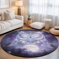 Bohemian Area Rug, Watercolor Owl Fantasy Moon Forest Tree Natural ...