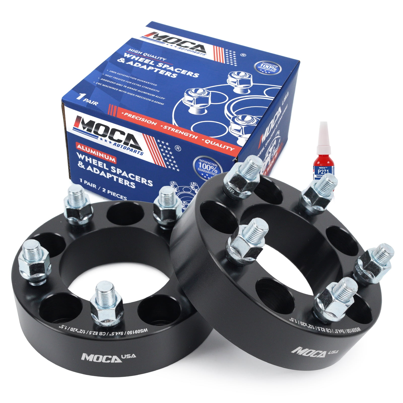 MOCA AUTOPARTS 2PCS 1.5"(38mm) Wheel Spacers 5x4.5" to 5x4.5" with 1/2 ...