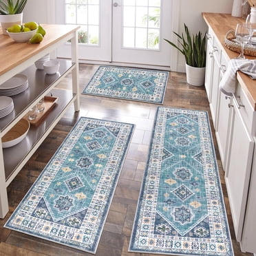 Ileading Boho Kitchen Rug Sets 3 Piece Runner Bohemian Mats Non Skid ...