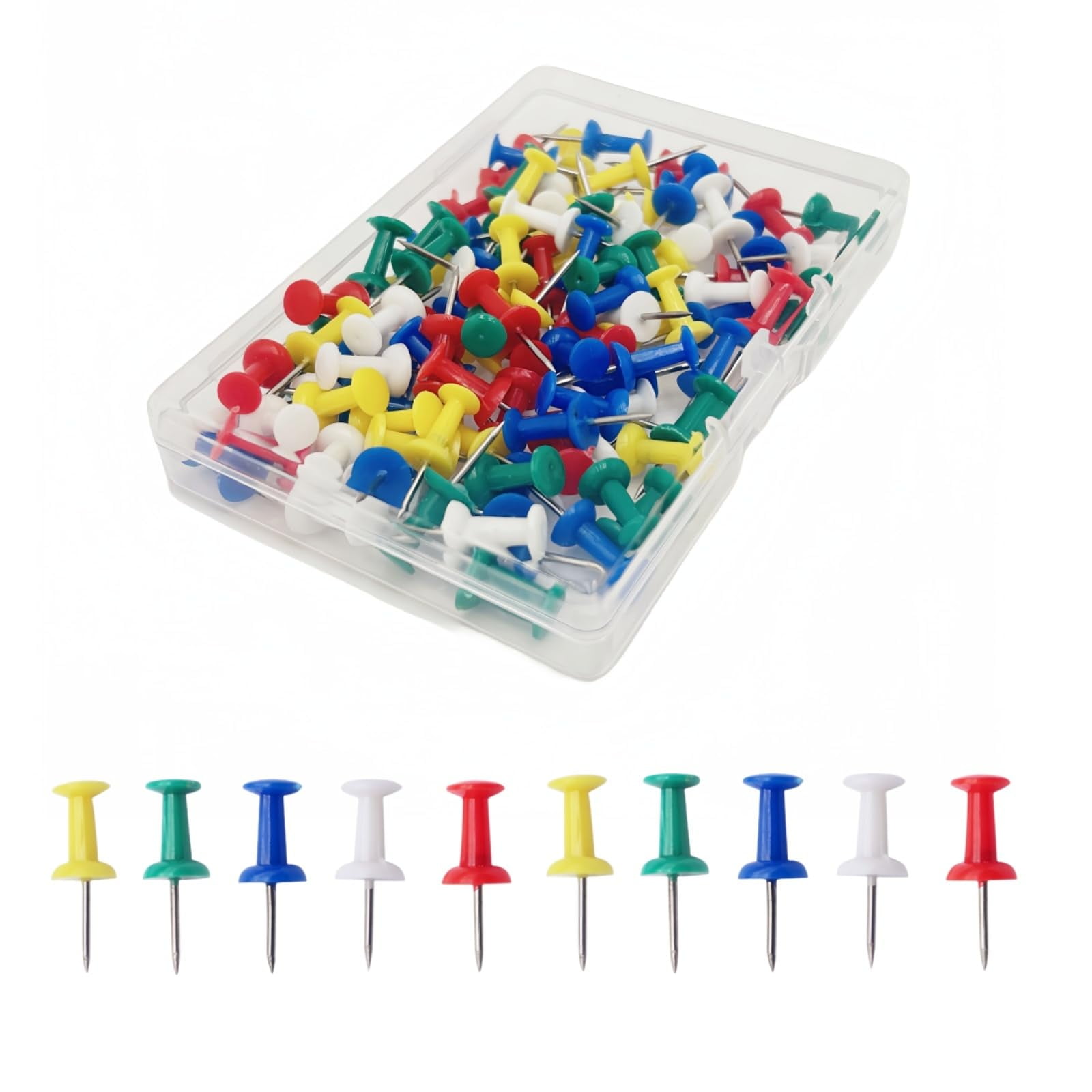 Chinchetas para pared, cabeza de plástico transparente, colores ...