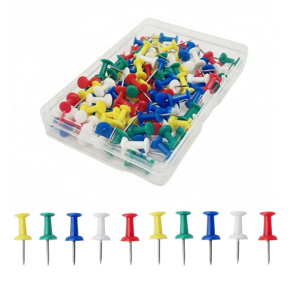 Chinchetas para pared, cabeza de plástico transparente, colores ...