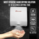 5Seconds™ Electric Hand Dryers for Bathrooms Commercial in 1000W, White ...