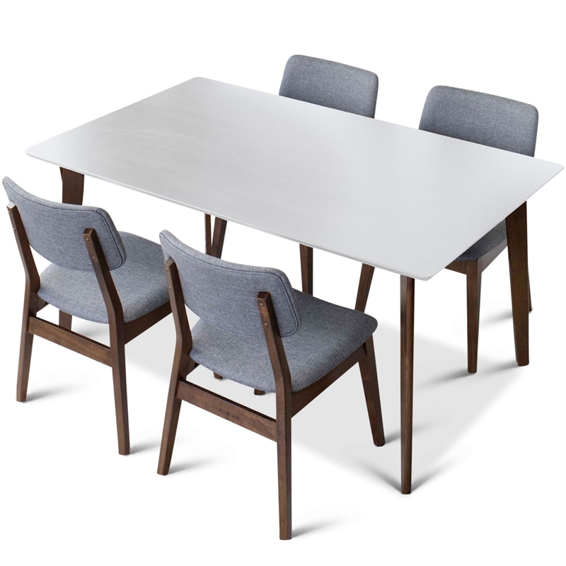Alessio Modern Solid Wood Walnut Dining Room & Kitchen Table and Chair ...