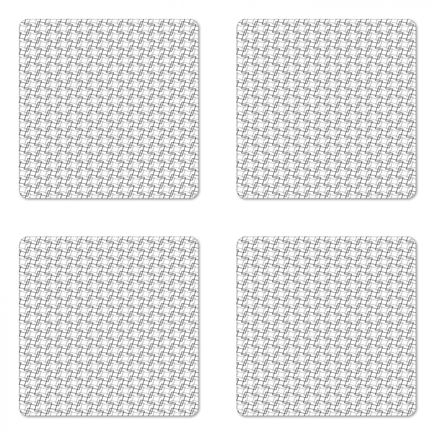 Geometric Coaster Set of 4, Minimalist Pattern with Intersecting ...
