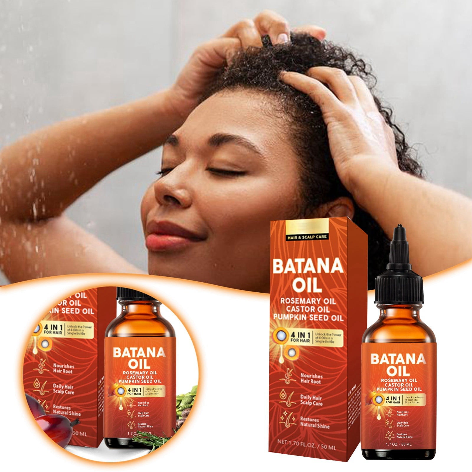 BAODANFU 50ml 4 In 1 Batana & Hair Nourishing Oil Batana Oil Blended ...
