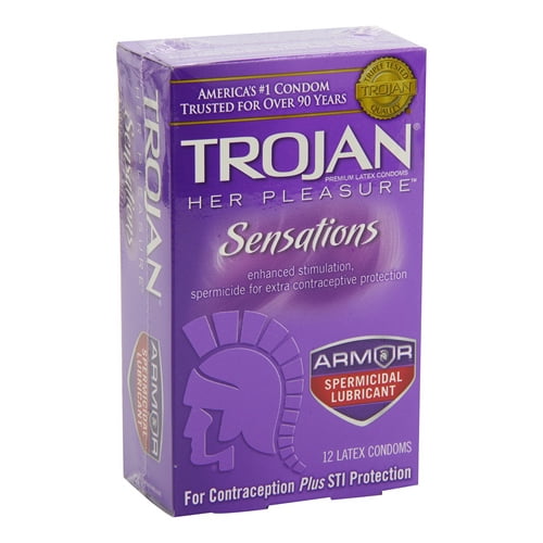 Trojan Her Pleasure Sensations Spermicidal Lubricant Condoms - 12 Ea, 2 ...