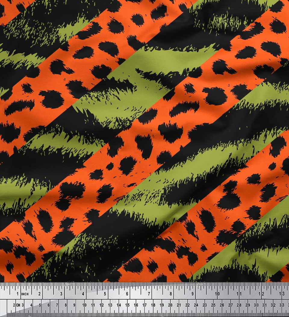 Soimoi Green Velvet Fabric Leopard & Wild Animal Skin Fabric Prints by ...