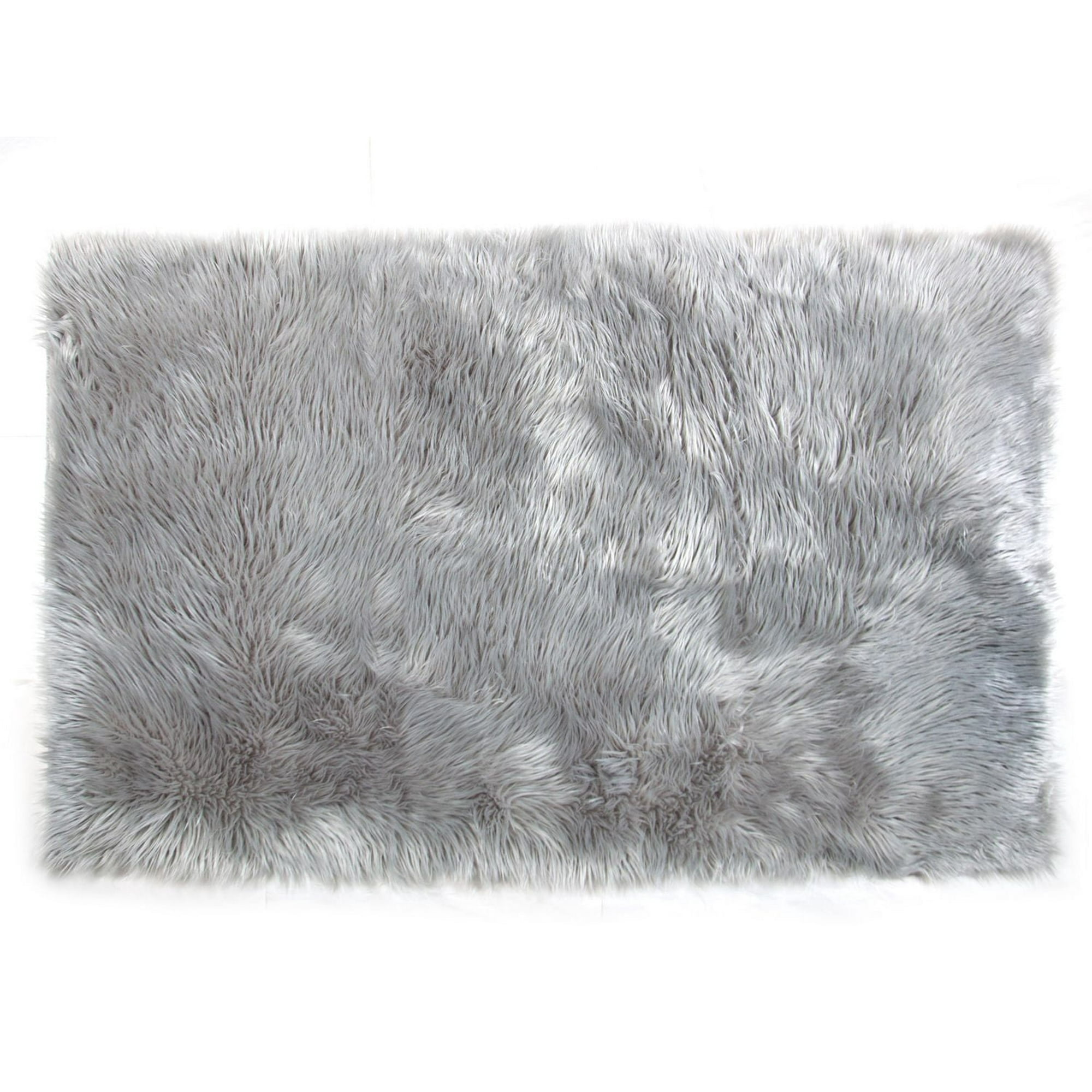 Click here for Home Decor Inc Mainstays Kids Faux Fur Rug  Gray -... prices