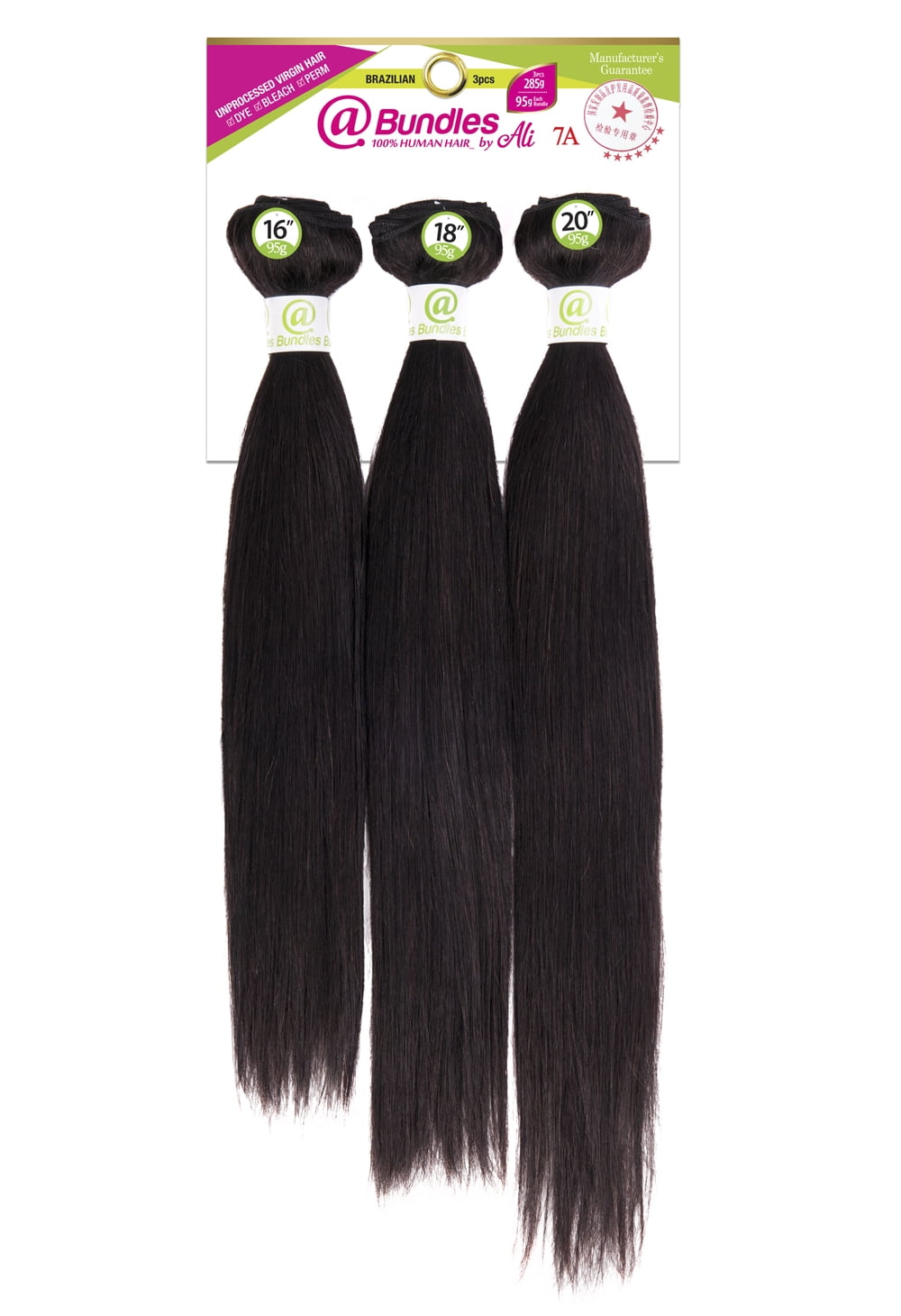 @ 7a Brazilian Bundle 3pcs - Straight 14+16+18" (natural Black) - Color ...
