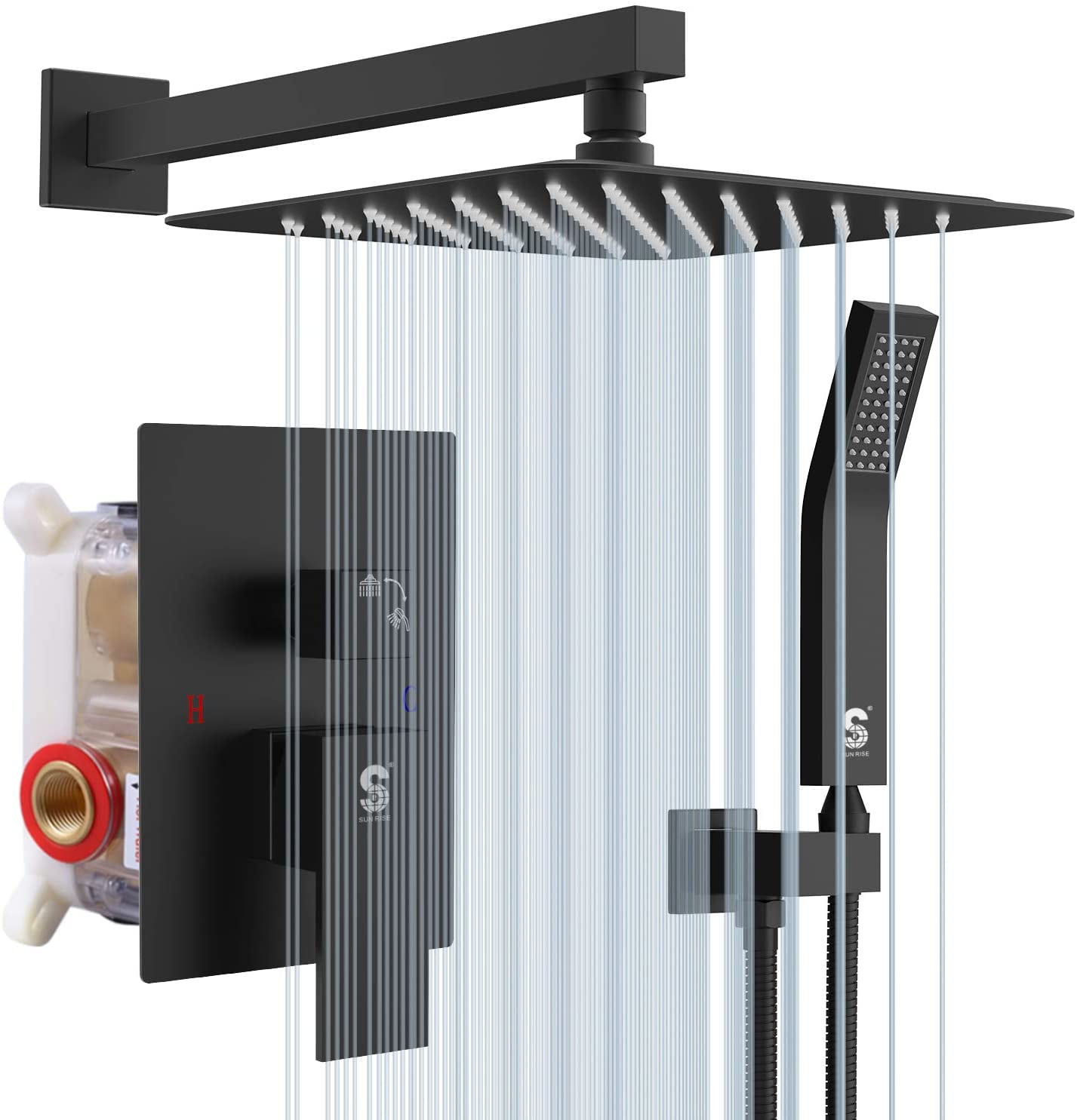 SR SUN RISE Shower System with 12 inch Rain Shower Head and Rough-in ...