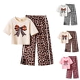 Conairie Girls Clothes Set 2 Piece Bow Leopard Print Short Sleeve Shirt ...