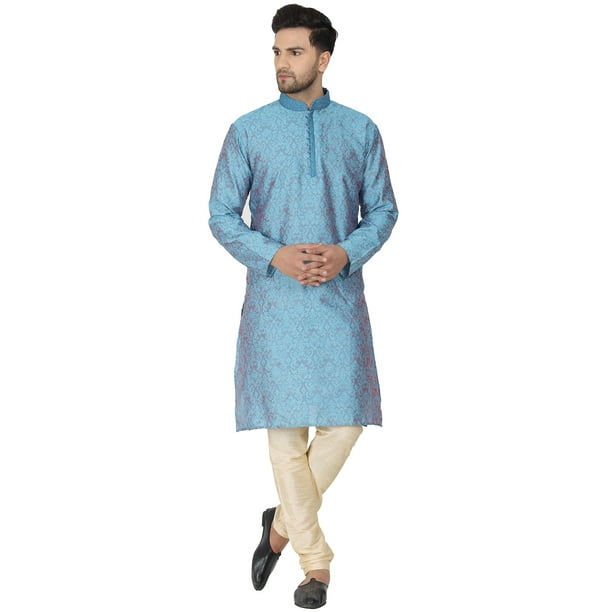 SKAVIJ Kurta Pajama Set for Men Jacquard Silk Embroidered Party Wear ...