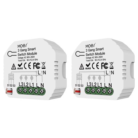 2 Pcs 3 Gang Wi-Fi Switch Module Wi-Fi Intelligent Light Switch Hidden ...