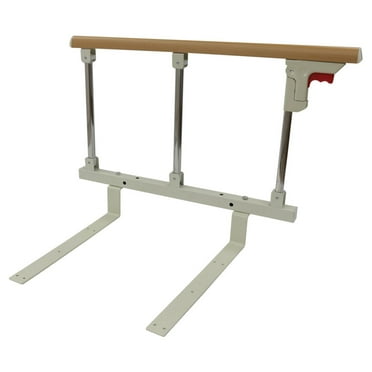 Drive Medical No Gap Half Length Side Bed Rails with Brown Vein Finish ...