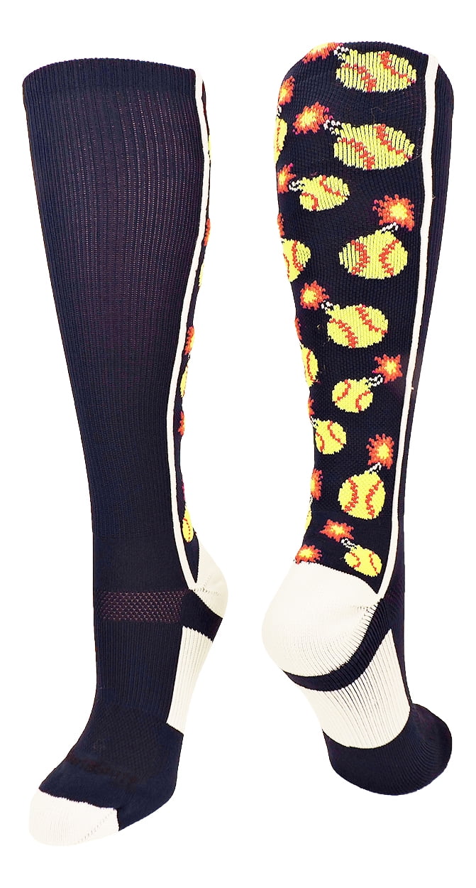 Softball Bomber Over the Calf Socks (Navy/White, Large) - Walmart.com